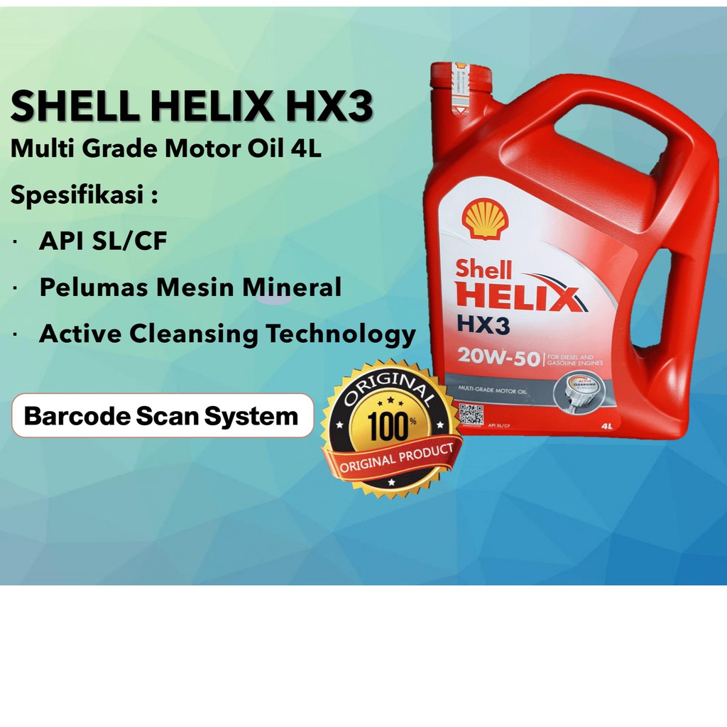 Jual Oli Mobil Motor 20W 50 SHELL Helix HX3 4Liter Original 100% ...