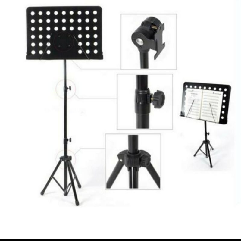 Jual stand partitur bahan besi / stand book ukuran besar list kuning ...