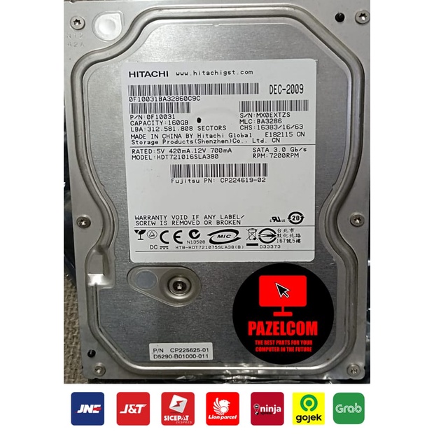 Jual HARDISK PC HITACHI 160GB 7200RPM SATA 3.5Inchi | Shopee Indonesia