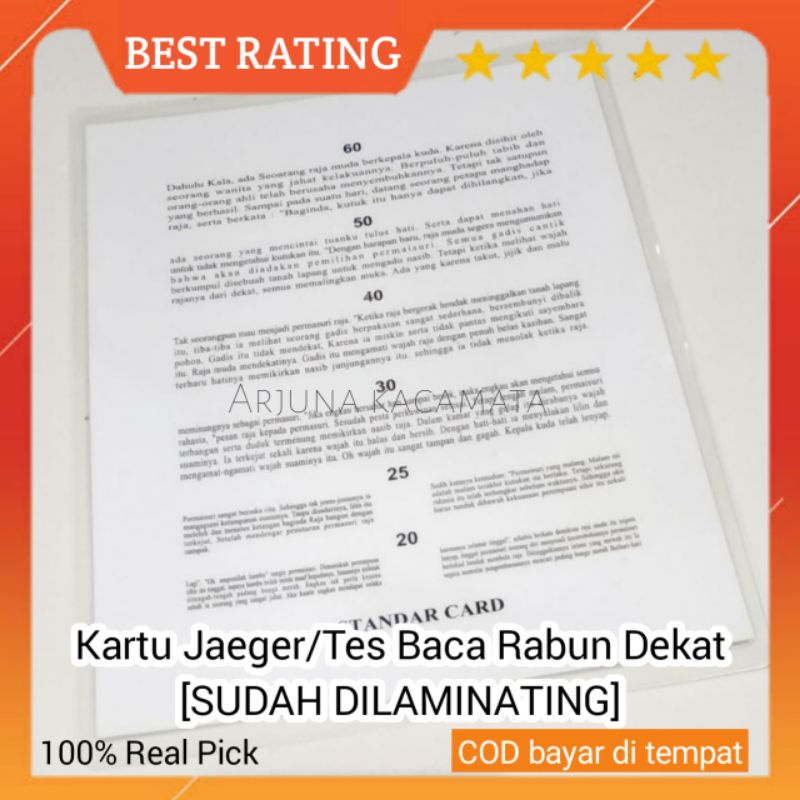Jual TERMURAH Kartu Jaeger Reading card Tes Mata Rabun Dekat [SUDAH DI ...
