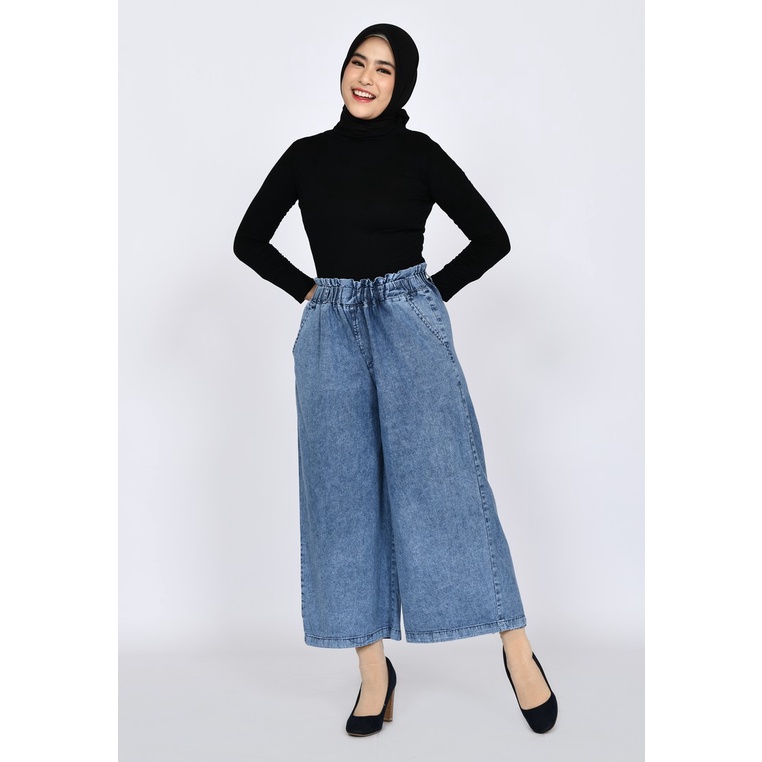 Jual Celana kulot jeans muslim wanita fit XL Le Zahra Signature kulot ...