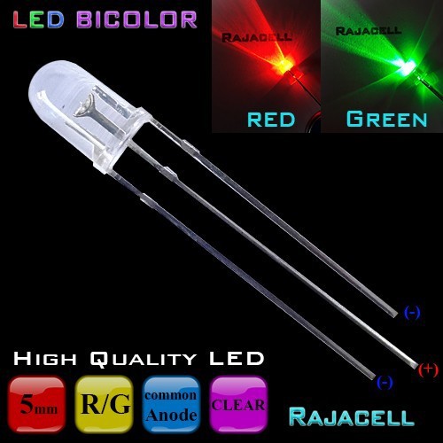 Jual LED BICOLOR 3mm Clear RED GREEN Common Anode 3pin 2 warna Merah ...