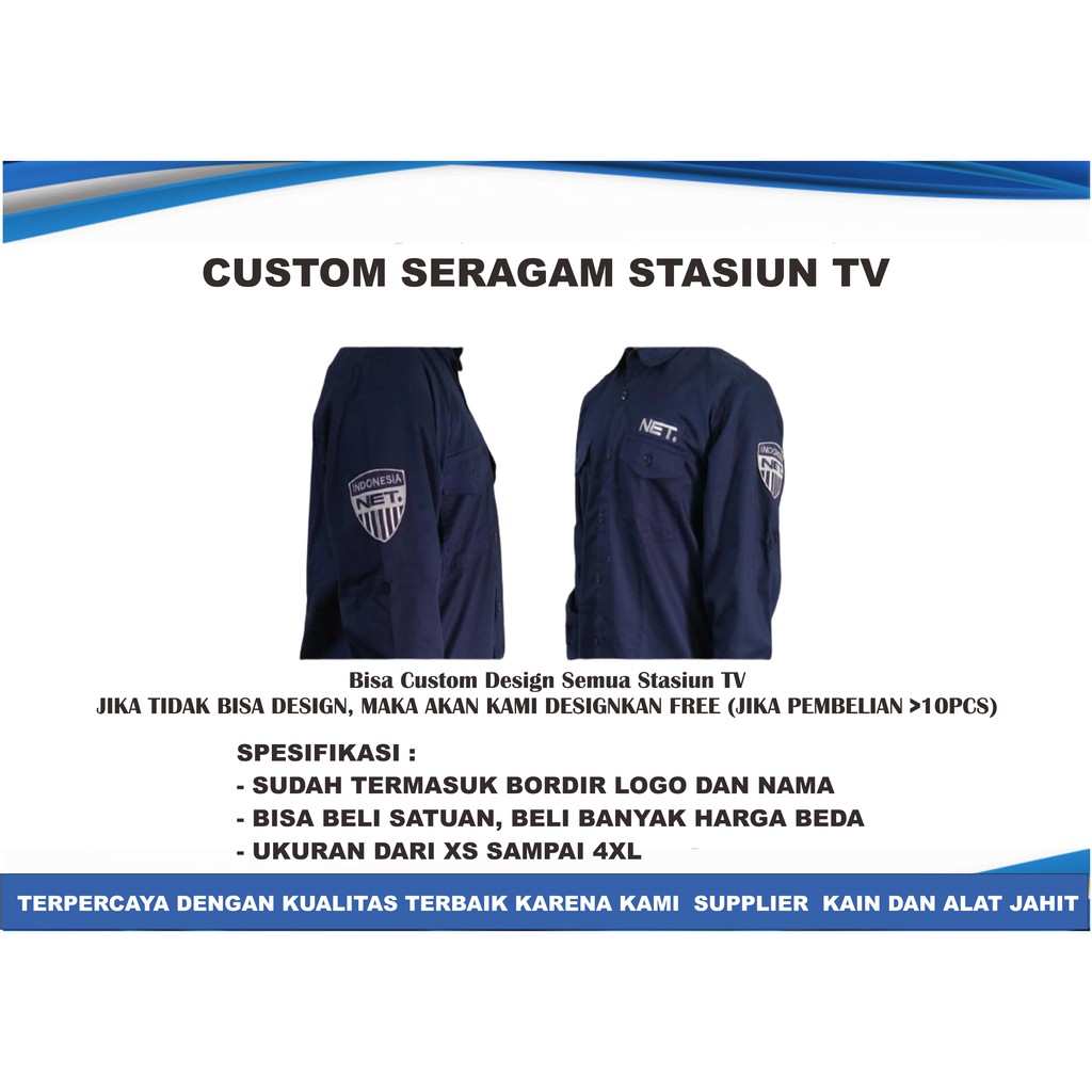Jual Custom 10pcs Seragam Karyawan TV nAsional/TV Swasta PDH Net PDH TV ...