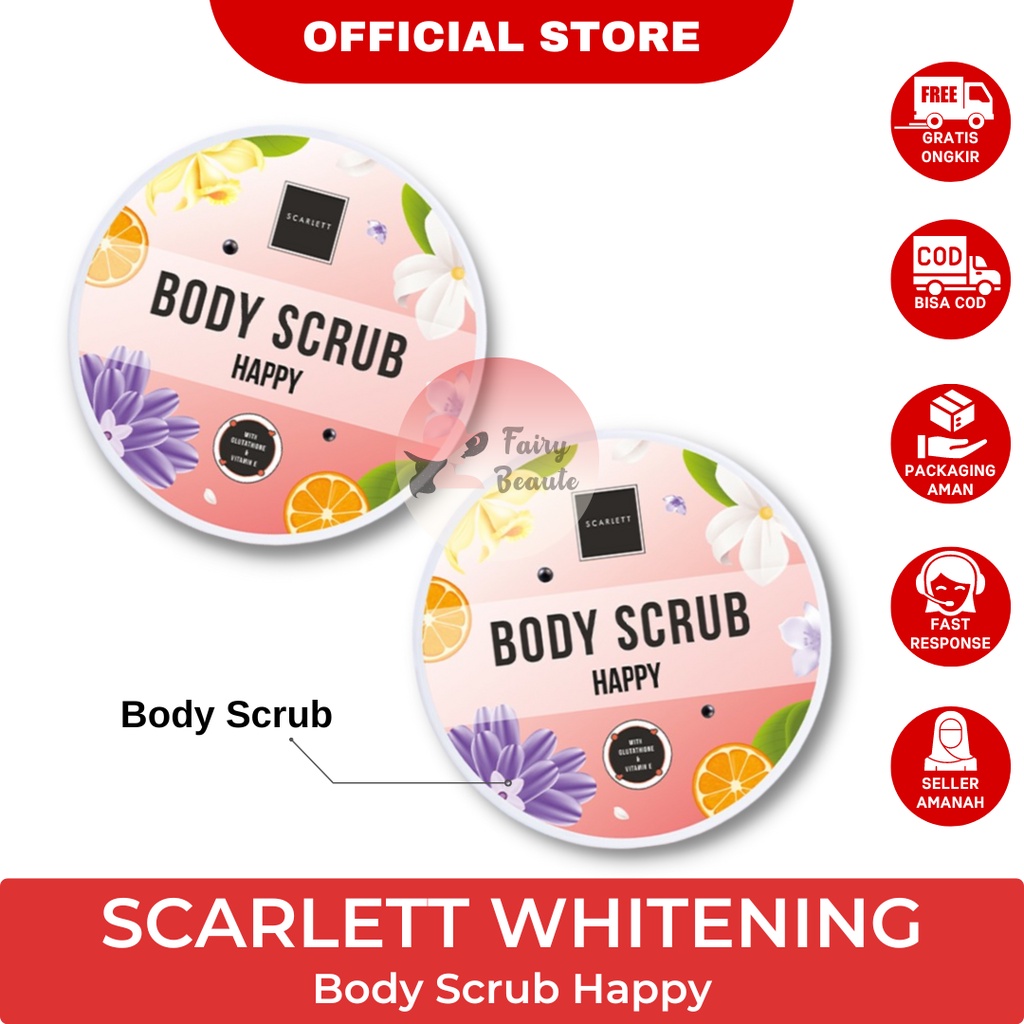 Jual Scarlett Whitening Body Scrub Happy Scarlet Skarlet Secarlet ...