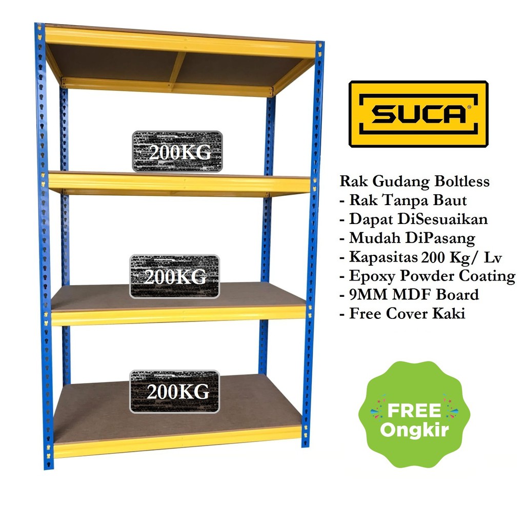 Jual Rak Gudang SUCA Kapasitas 200KG/Tingkat (4 Tingkat) Indonesia ...
