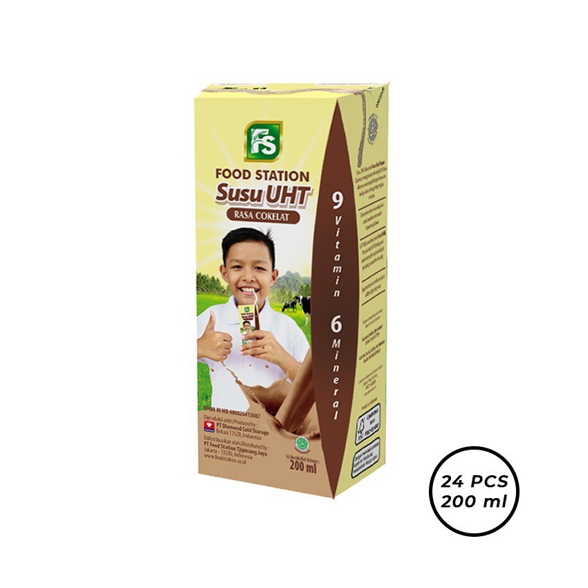 Jual Susu UHT/Food Station/susu kotak/susu coklat/susu fullcream 200ml | Shopee Indonesia