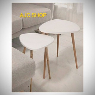 Jual Meja bulat segitiga minimalis scandinavian 1set isi 2 samping tamu ...