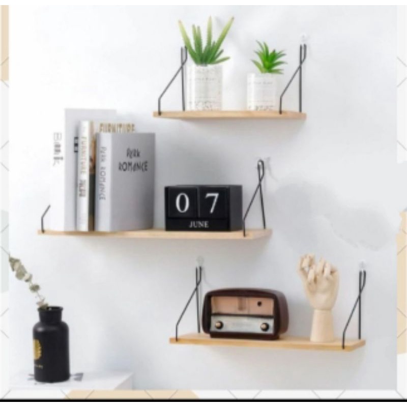 Jual PROMO RAKA RAK DINDING TEMPEL KAYU Rak Buku Hiasan Dinding Rak ...