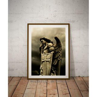 Jual Poster kayu/hiasan dinding Katolik gambar Santo Mikael malaikat ...