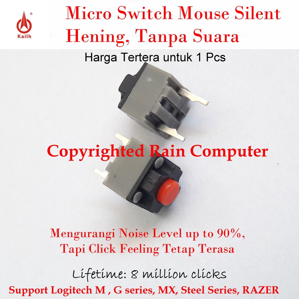Jual Micro Switch Silent Klik Mouse Logitech Razer (Hening Tanpa Suara ...