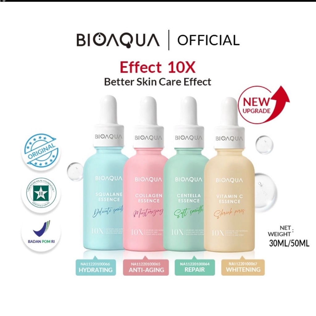 Jual BPOM BIOAQUA 10X Effect Pemutih wajah Moisturizing Essence Repair / Anti Aging / Vitamin C ...