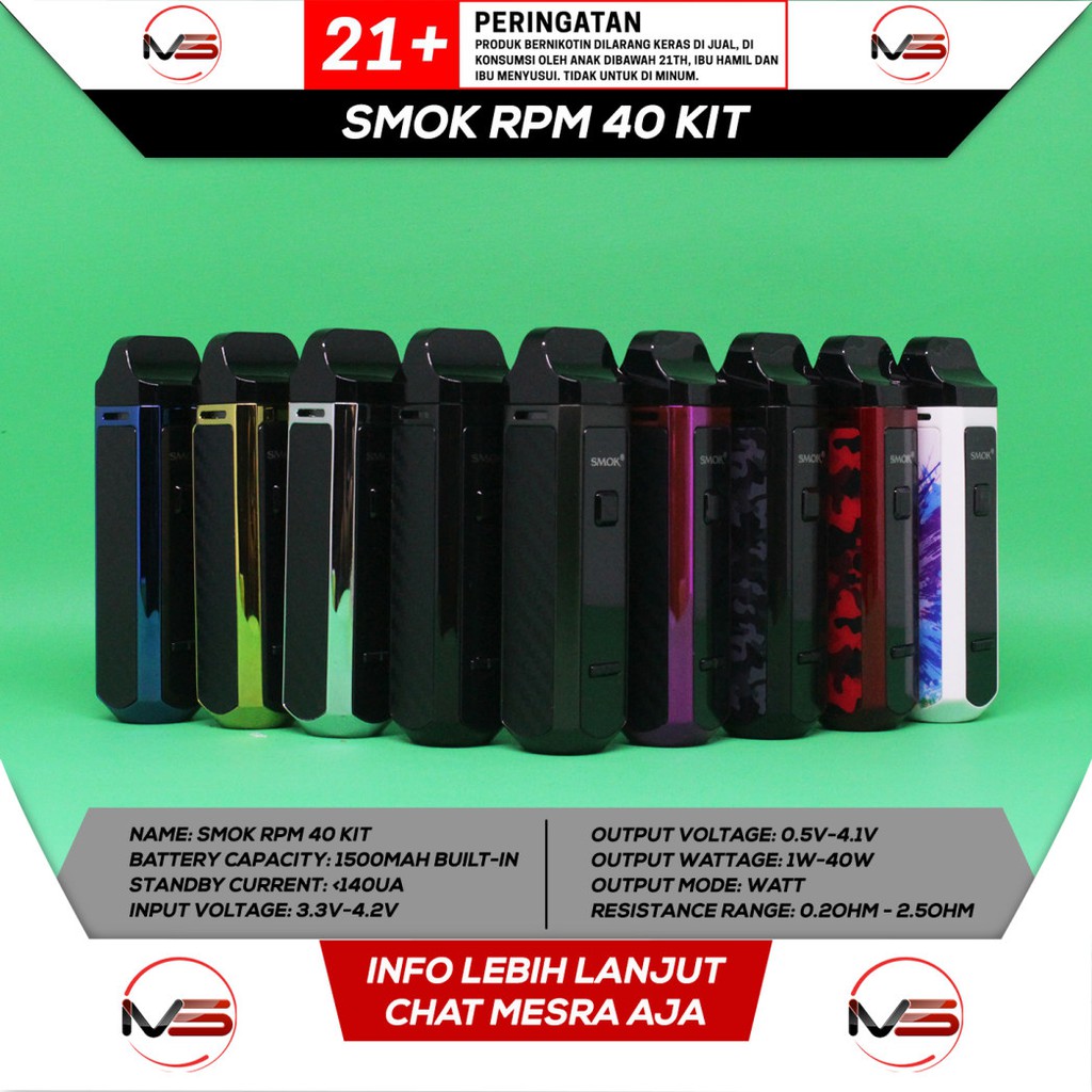 Jual Authentic SMOK RPM 40 POD KIT Closed System Starter Kit by Smok ...