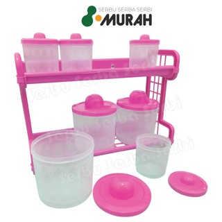 Jual SERBA MURAH - KITCHEN SET RAINBOW - Tempat Garam Merica + Rak ...
