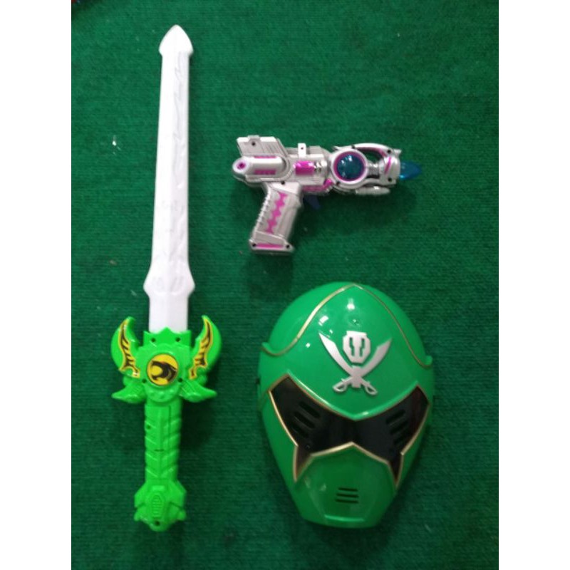 Jual mainan karakter power ranger set topeng pedang pistol super hero ...