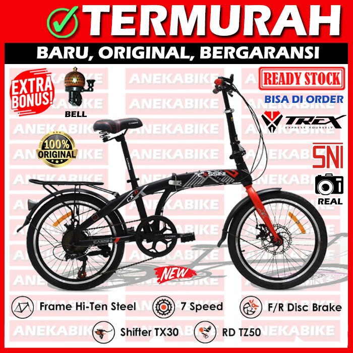 Jual Sepeda Lipat 20 Inch Trex Cassini CX6 Rem Cakram 7 Speed, Sepeda ...