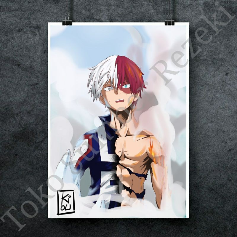 Jual Poster Shoto Todoroki Angry Kpop My Hero Academia Lukisan Kanvas ...