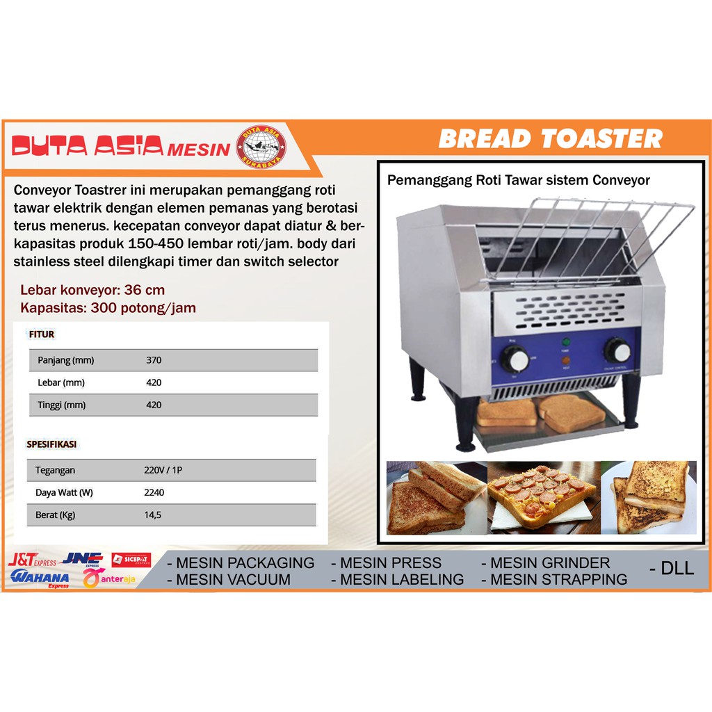 MESIN PEMANGGAG ROTI TAWAR SISTEM PEMANAS CONVEYOR. KAPASITAS PRODUKSI ...