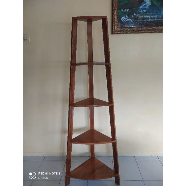 Jual Rak kayu jati pojok ruangan tempat hiasan tempat bunga | Shopee ...