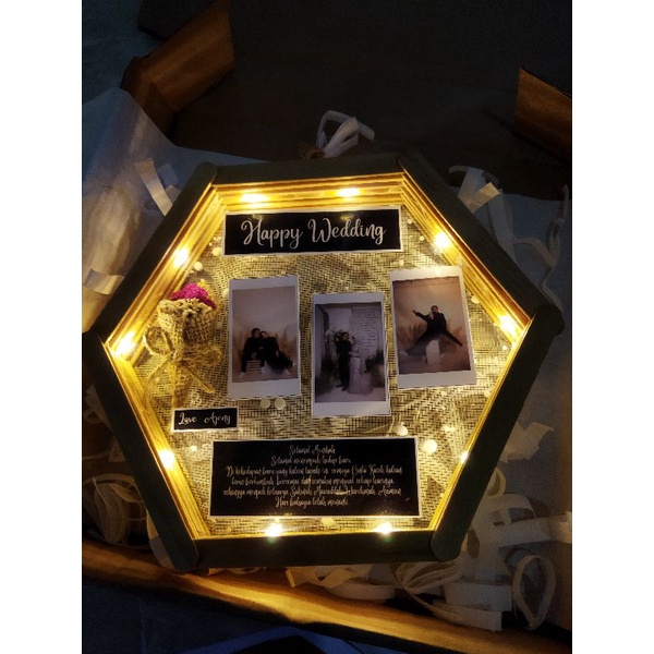 Jual 1 Hari jadi BISA COD Hexa Flower in Frame Kado Pernikahan Kado ...