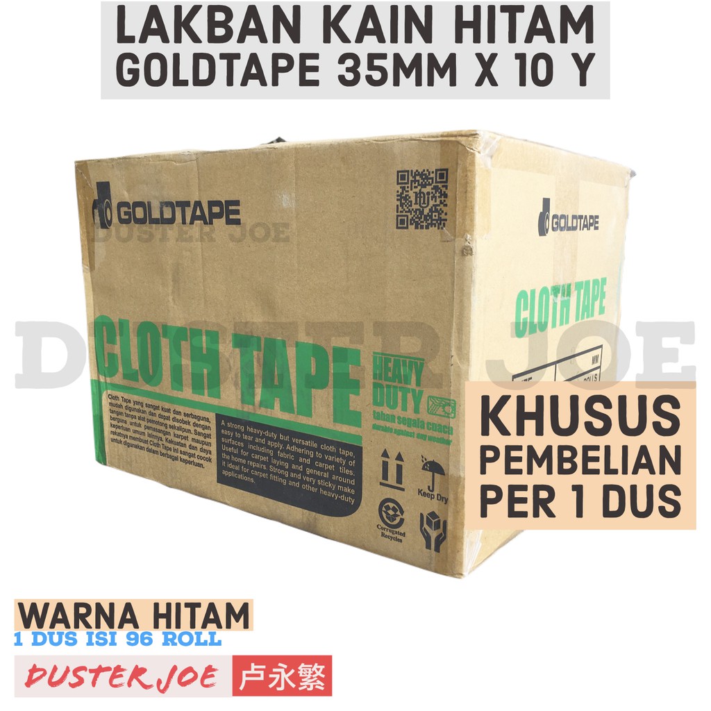Jual [PER 1 DUS] Lakban kain hitam 35mm x 10 Y Cloth Tape GOLDTAPE ...