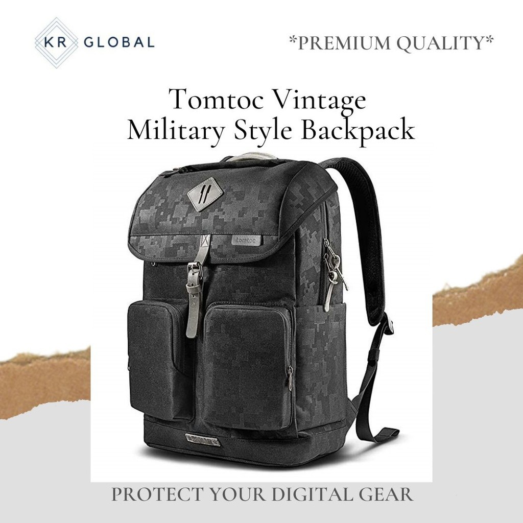 Jual Tomtoc Vintage Military Style Backpack for Macbook and other ...