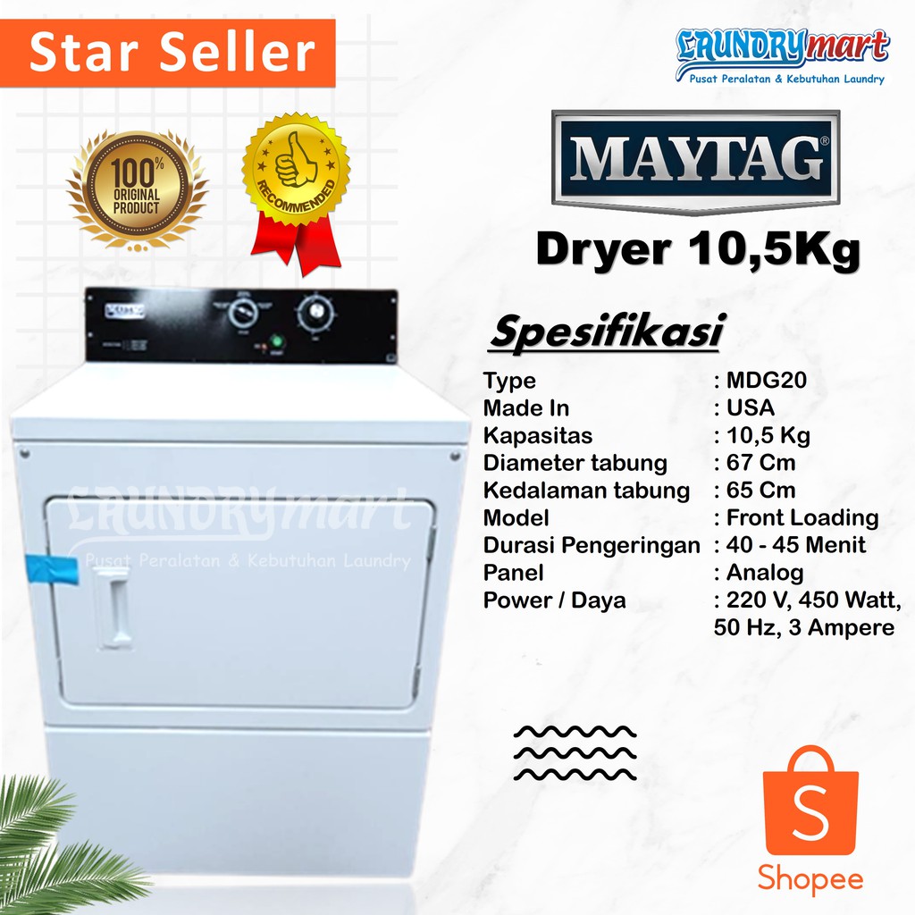 Jual DRYER / MESIN PENGERING MAYTAG - 10.5 KG - MDG20 | Shopee Indonesia