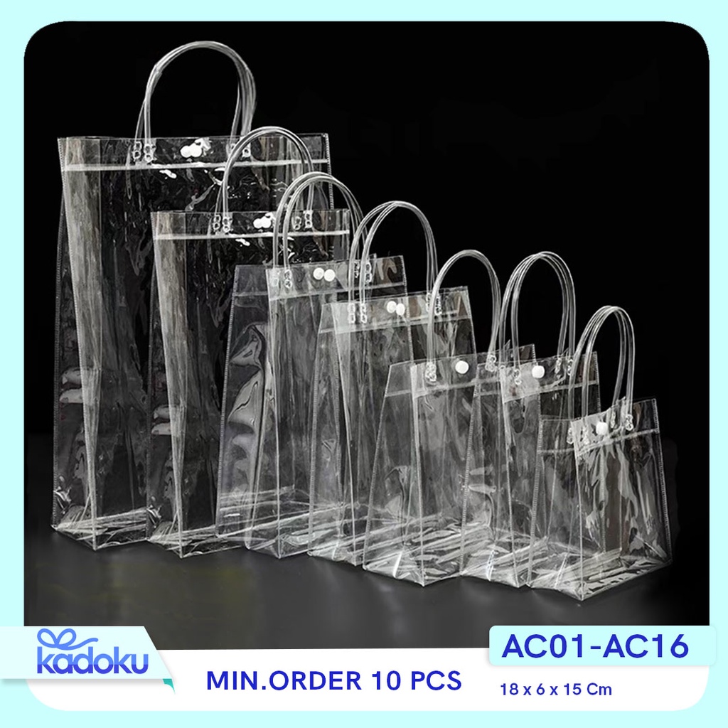 Jual Tas mika PVC / Tas mika transparan / Tas bening / Goodiebag ...