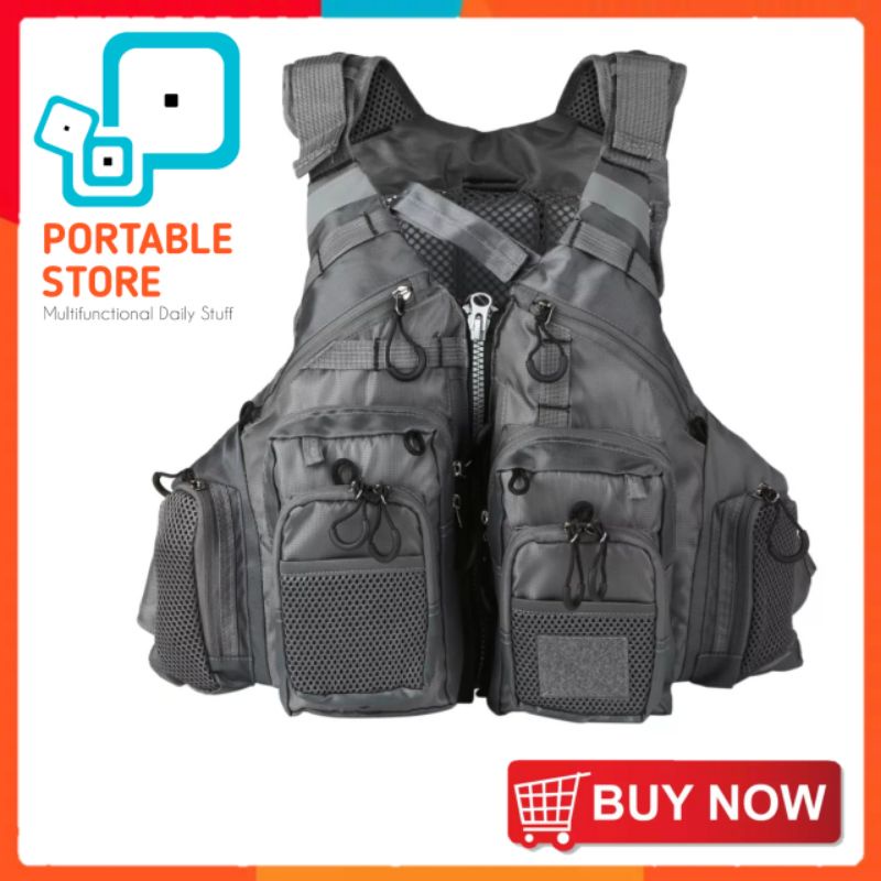 Jual [PORTABLE] LIXADA Rompi Pancing Fishing Life Jacket Vest Memancing ...