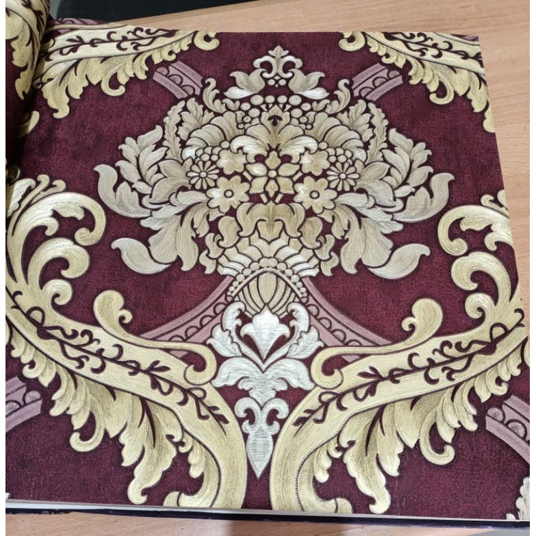 Jual Wallpaper Vynil Luxury Mewah Batik merah Gold Elegan Indonesia ...