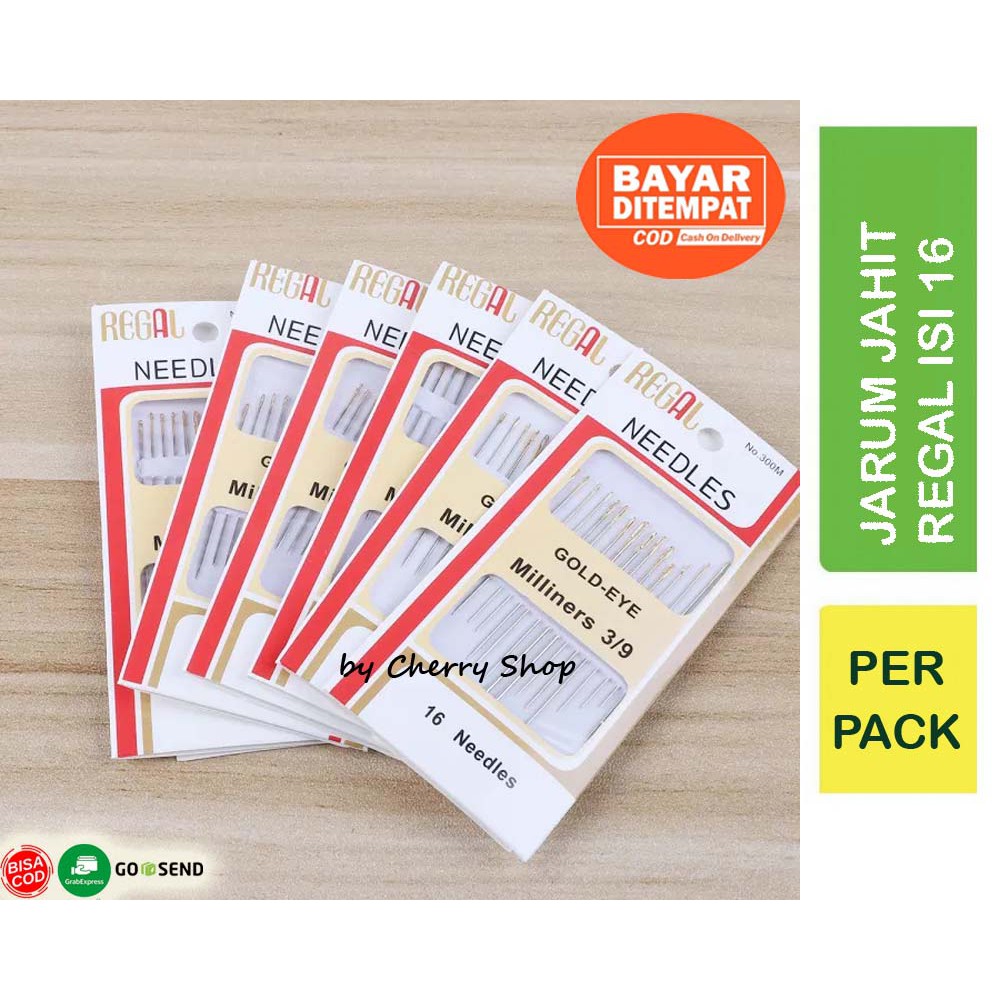 Jual Jarum Jahit Tangan Regal Gold Eye Miliners 3/9 isi 16 / Jarum ...