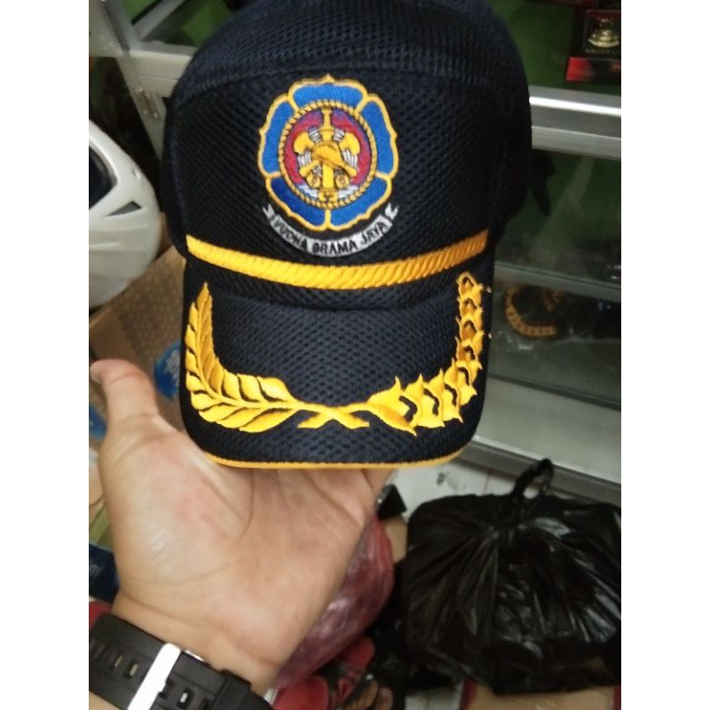 Jual Topi Pemadam / Topi Perwira / Topi Damkar / Topi Padi Kapas Biru ...