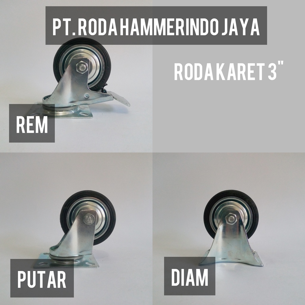 Jual Roda Troli / Trolley / Troly Karet Medium Duty Diameter 3" Plat ...