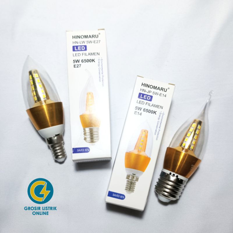 Jual LED CANDLE E14 E27 5 WATT 5W 5WATT FILAMEN UNTUK LAMPU HIAS LILIN KUNING PUTIH TERANG MURAH ...