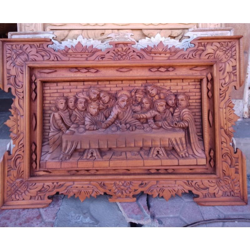 Jual ukiran kayu relief perjamuan kudus ukuran 50x70 cm | Shopee Indonesia