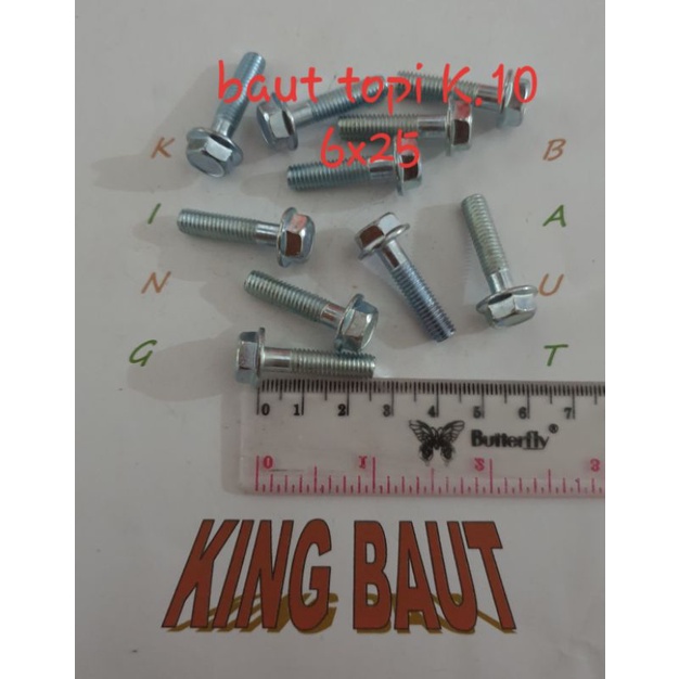 Jual Baut Topi 10 6x25 Putih Flange Bolt | Shopee Indonesia