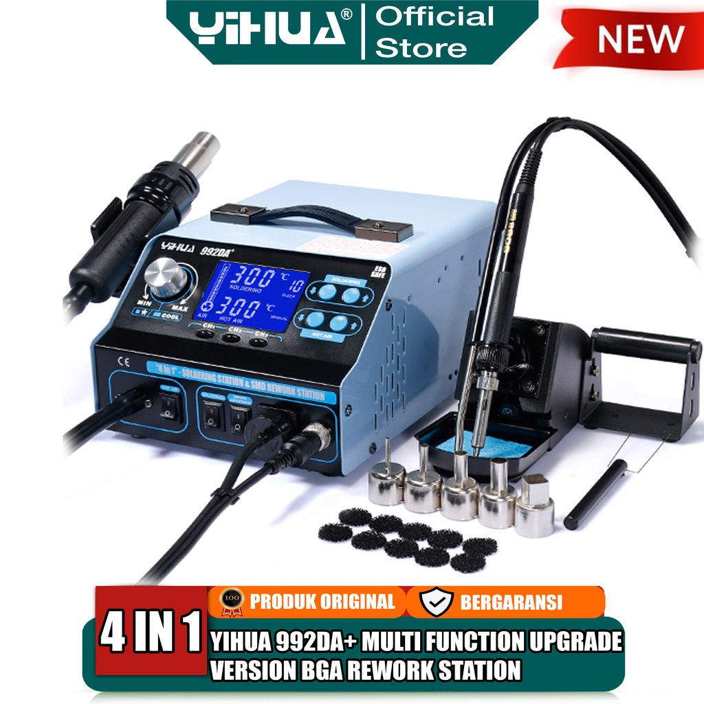Jual Yihua 992DA+ 3 IN 1 Blower Uap Digital Heat Gun SMD Rework + Solder Station + Vaccum ...
