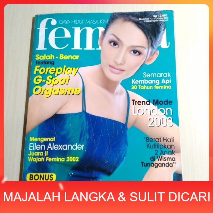 Jual Majalah FEMINA No.40 Okt 2002 ELLEN ALEXANDER Juara II Wajah Femina Langka | Shopee Indonesia