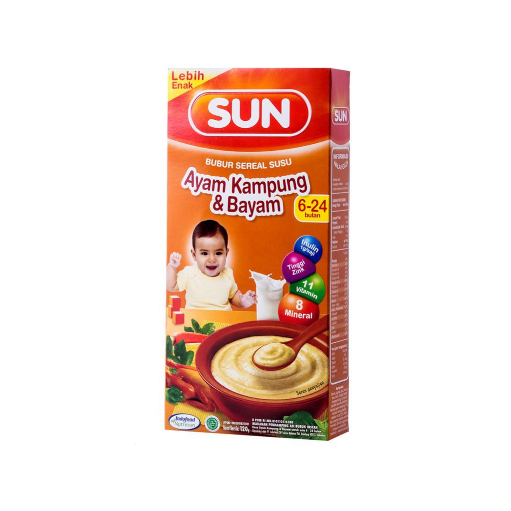 Jual SUN BUBUR BAYI 6+ AYAM KAMPUNG BAYAM 120G BOX Indonesia|Shopee ...