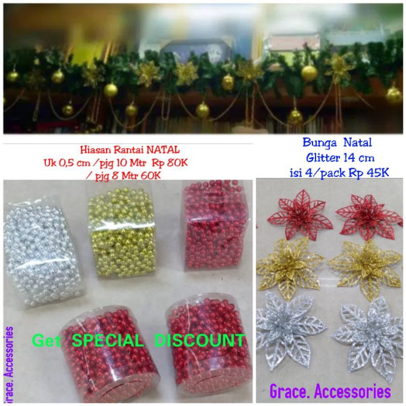 Hiasan rantai natal aksesoris dekorasi pohon natal merry christmas ...