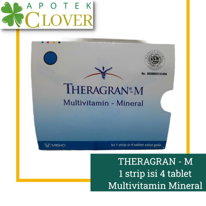 Jual THERAGRAN M, Multivitamin dan mineral, strip isi 4 tablet | Shopee ...