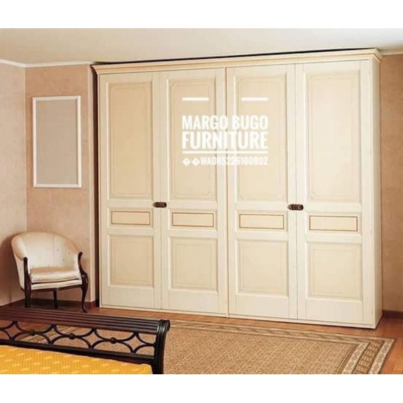 Jual almari pakaian minimalis pintu 4 (cet duco) / almari jati / almari ...