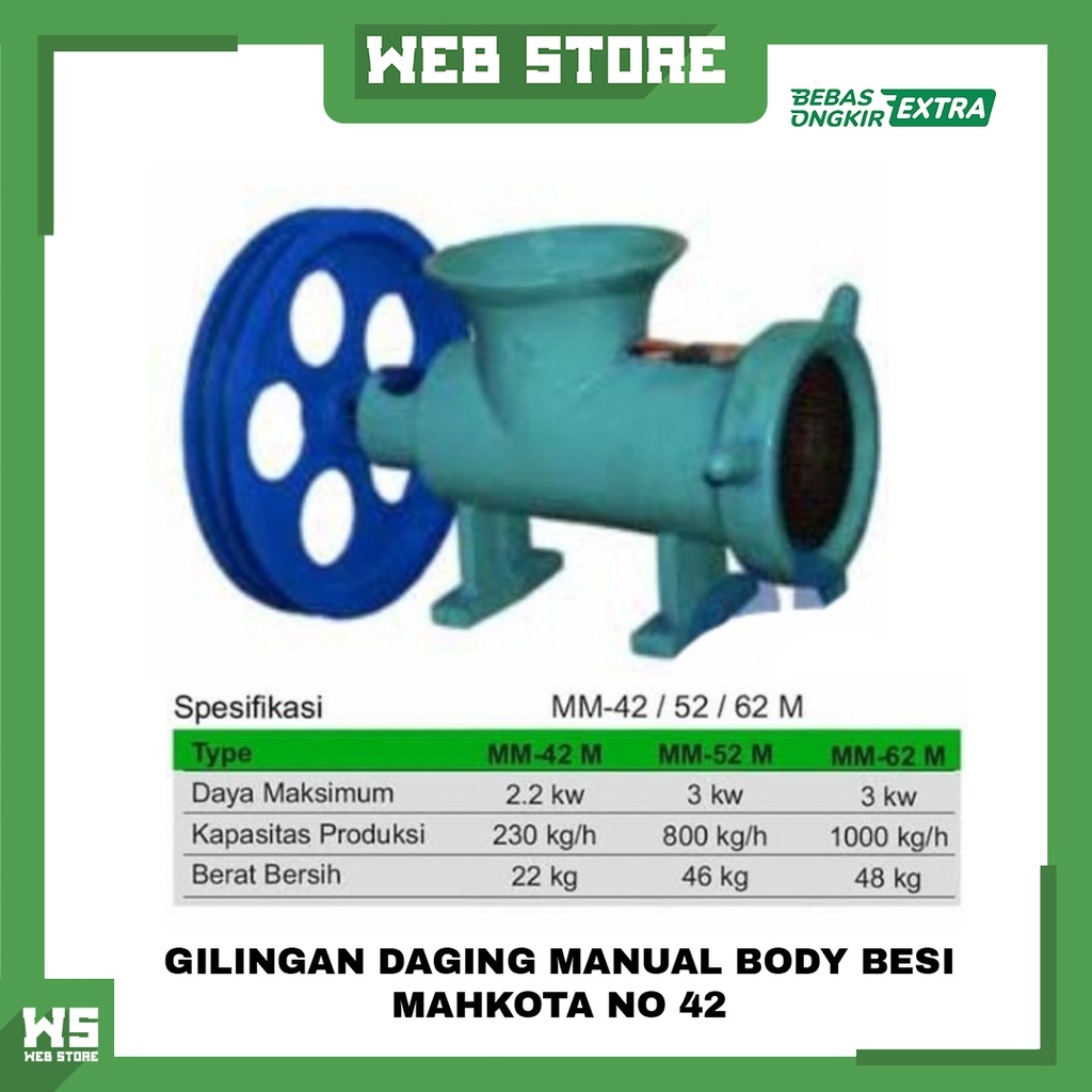 Jual Mesin Gilingan Daging Manual Kacang 42 Mahkota Meat Grinder Body ...