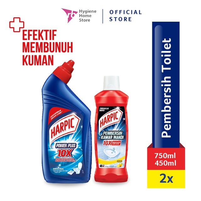 Jual Harpic Pembersih Toilet Power Plus Original 750 ml + Harpic Kamar Mandi Lime 450 ml ...