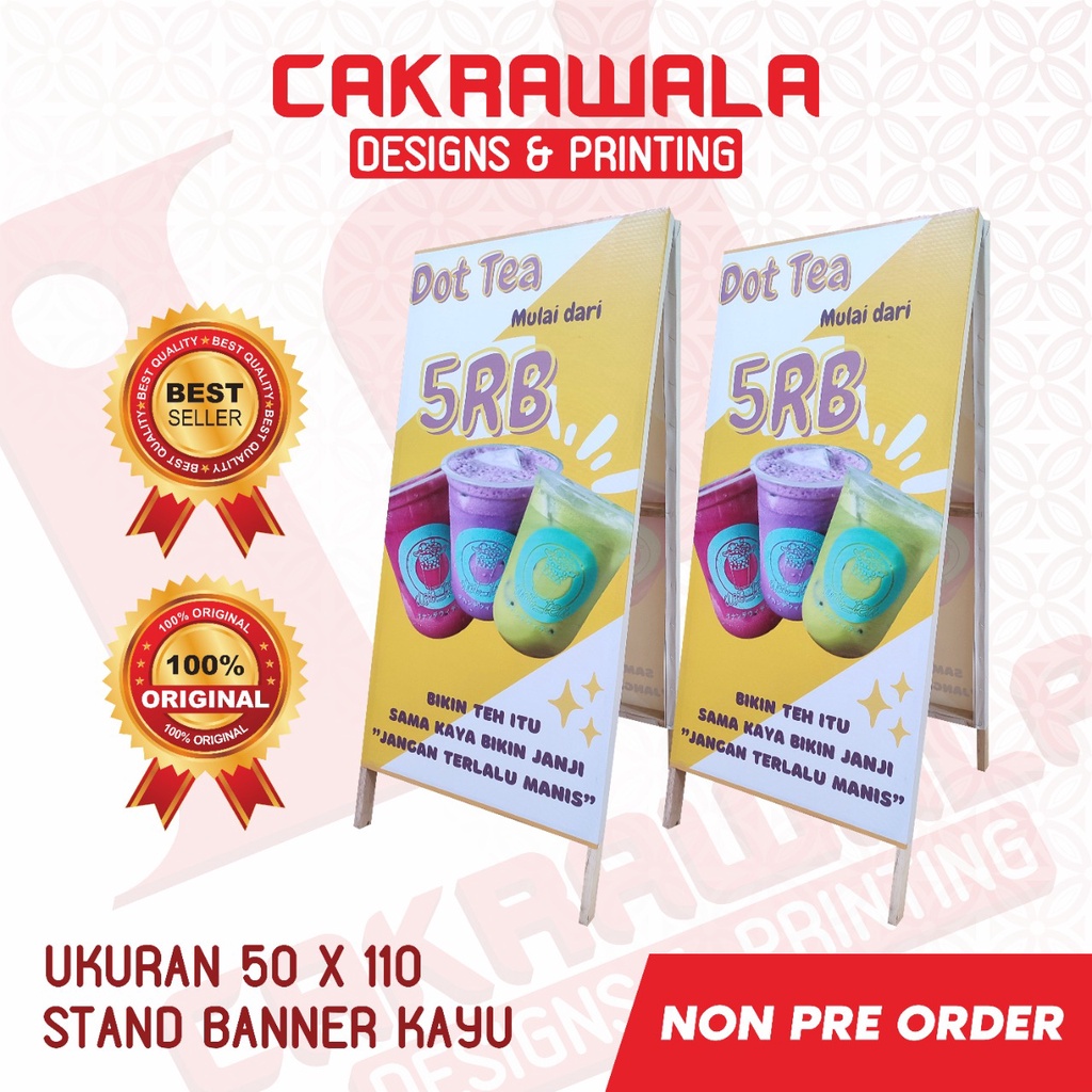 Jual STAND BANNER KAYU UKURAN 50 X 110 STANDING BANNER SEGITIGA KAYU