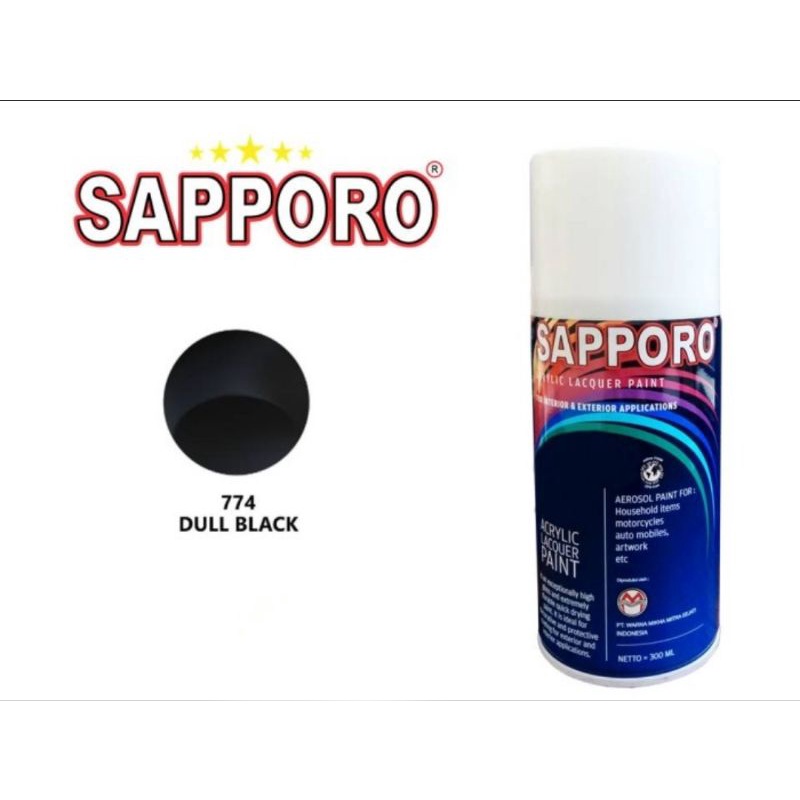 Jual SAPPORO 774 DULL BLACK CAT DASAR SEMPROT SPRAY PAINT WARNA HITAM ...