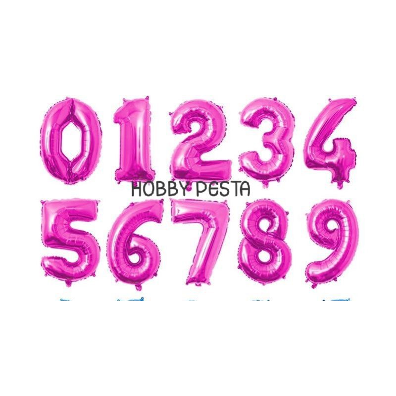 Jual BALON ANGKA PINK POLOS 80CM / BALON FOIL ANGKA 80CM / BALON ANGKA ...
