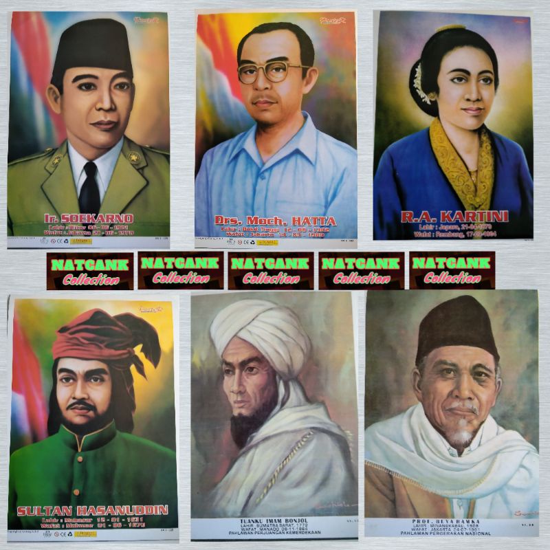 POSTER PAHLAWAN DAN TOKOH NASIONAL RI UKURAN TANGGUNG 25x34cm | Shopee ...