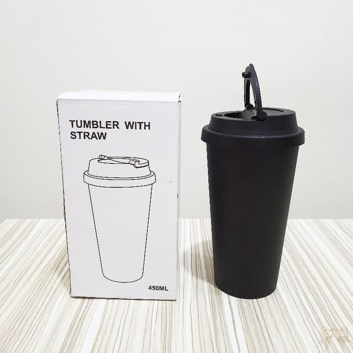 Jual [HITAM] Coffee Cup / Reuseable Mug Tumbler Gelas Kopi Botol 450ml ...