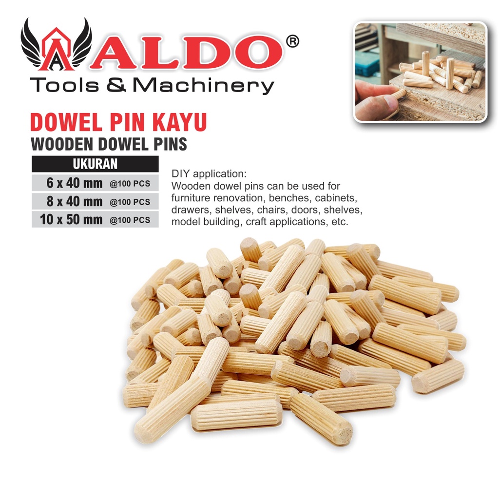 Jual DOWEL PIN KAYU / DOWEL PEN / PAKU KAYU / DOWEL KAYU ALDO | Shopee ...