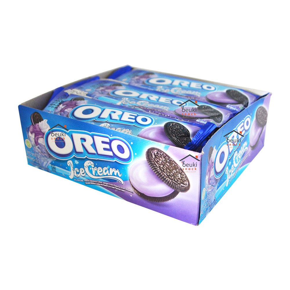 BOX Oreo Lup Ice Cream Blueberry Biskuit Coklat Dengan Krim Blueberry ...